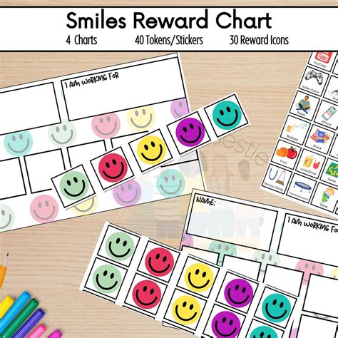 Printable Smiley Face Token Board Student Reward Chart Pdf Etsy
