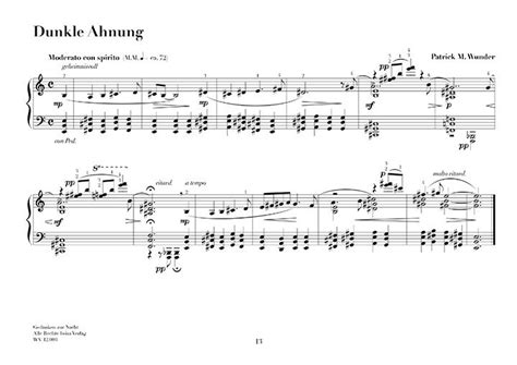 Dunkle Ahnung Aus Gedanken Zur Nacht Von Patrick M Wunder Klavier Schwierigkeitsgrad