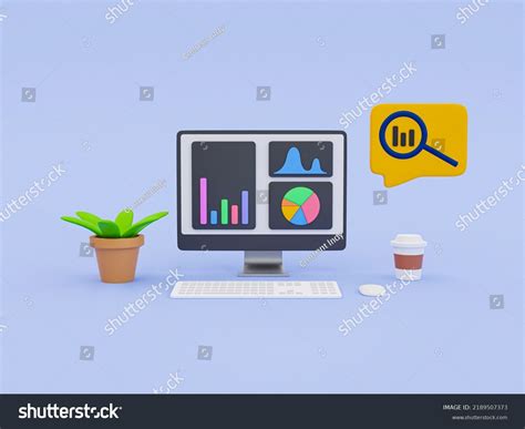 3d Data Analysis Concept Graphs Statistics Stock Illustration