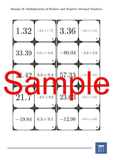 Multiplication Of Positive And Negative Decimals Domino Math Activity