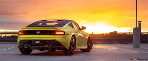 Yellow Nissan Z Parked At Sunset 4k Wallpaper Download