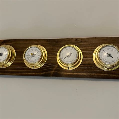 Weather Station Tide Clock Barometer Hygrometer Thermometer Solid Oak