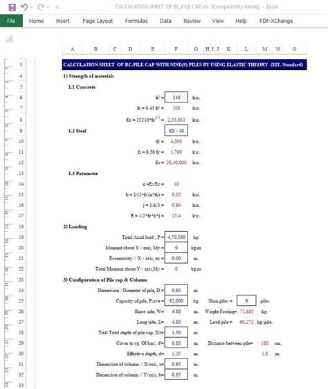 Calculation Sheet Of Rc Pile Cap In Excel Sheet Excel Budget Template Excel Budget Template