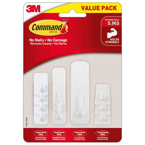 3m Command Mixed Basic Hooks 10 Pack By Command At Mitre 10
