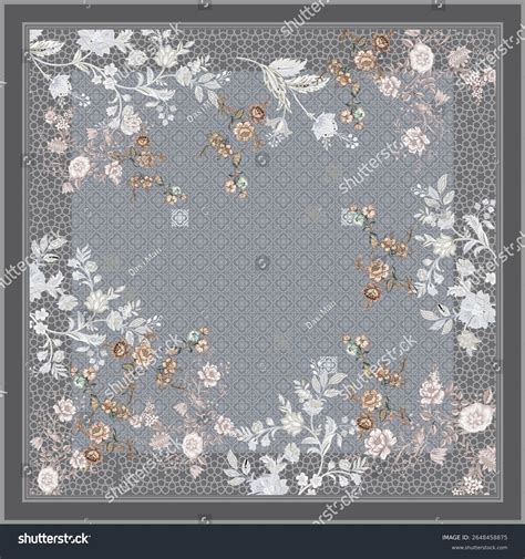 Scarf Pattern Flower Black Color Design Stock Vector Royalty Free