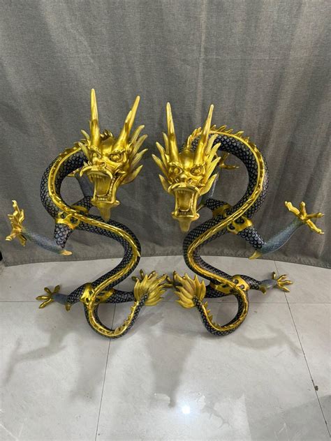 Antique Chinese Cloisonné Dragon Statues Handcrafted Feng Shui Guardians 95cm Etsy