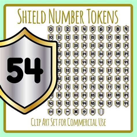 Shields Number Tokens Math Numbers And Symbols On Fantasy Shields