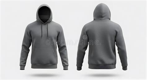 Realistic Heather Gray Hoodie Mockup Showcasing Front And Back Views Detail Stock Image