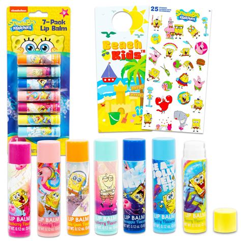 Spongebob Squarepants Lip Balm Tube Bundle For Girls 7 Pack Of Lip Balm In