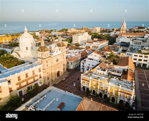 Aerial View By Drone Of Cartagena Old Town Bolivar Department