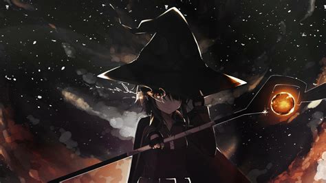 Enigmatic Megumin Glowing Magic Wand Wallpaper Background Free