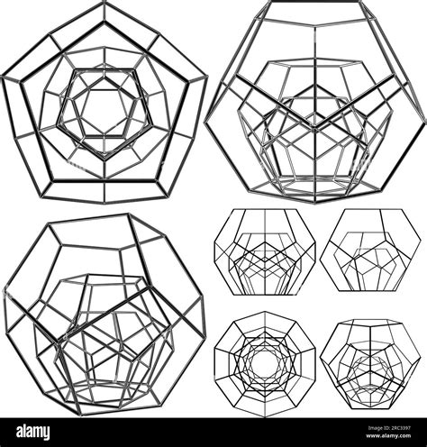 Dodecahedron From Big To Small Shape Vector Illustration Isolated On