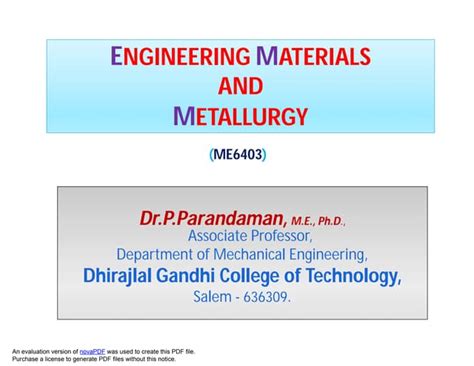 Engineering Materials And Metallurgy Pdf