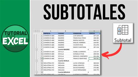 Los Subtotales En Excel Tutorial Excel