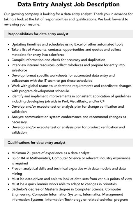 Data Entry Analyst Job Description Velvet Jobs