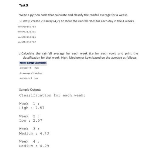 Solved Task 3 Write A Python Code That Calculate And