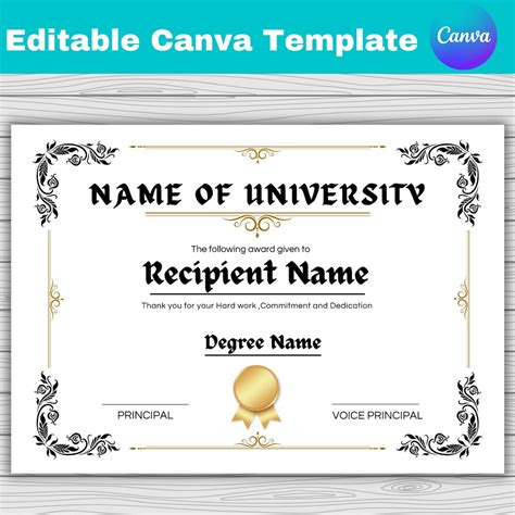Editable University Diploma Template College Degree Template