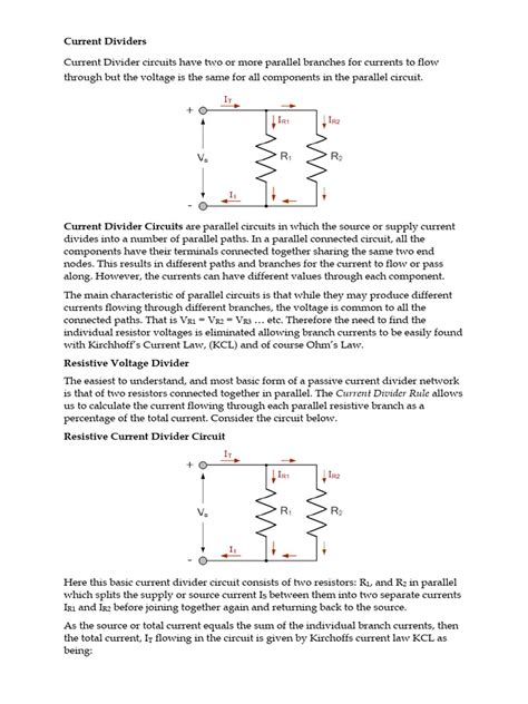 Current And Voltage Dividers Pdf Series And Parallel Circuits