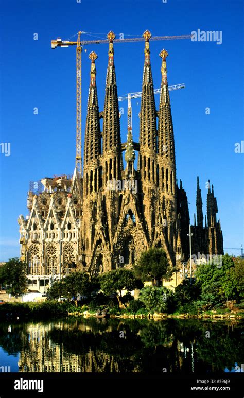 Towers Of Church Sagrada Familia Built By Antonio Gaudi Barcelona