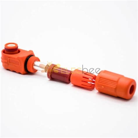 Hv Connector 6mm Orange Right Angle Plug And Socket Ip65 100a Surlok