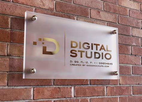 Free Frosted Glass Office Name Plaque Acrylic Sign Logo Mockup Psd