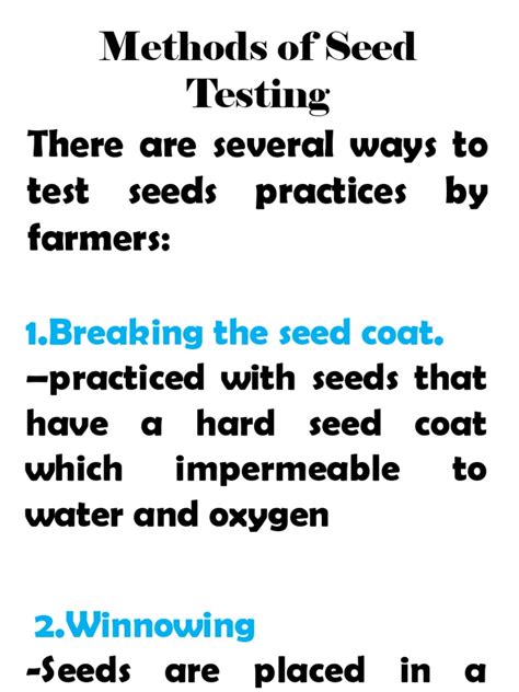 Methods Of Seed Testing There Are Several Ways To Test Seeds Practices By Farmers Pdf