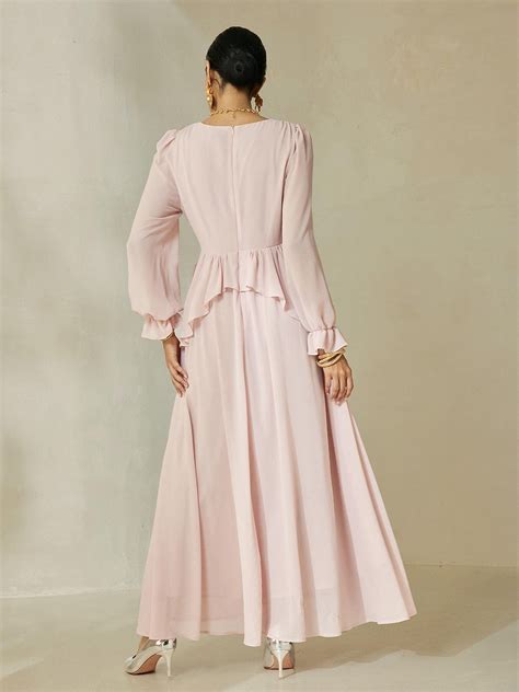 Chiffon Ruffle Wrap Flowy Bridesmaid Maxi Dress 2026 113 99
