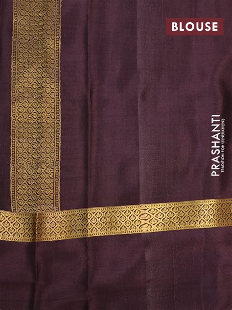 Pure Mysore Silk Saree Coffee Brown And Mustard Yellow With Allover Sm