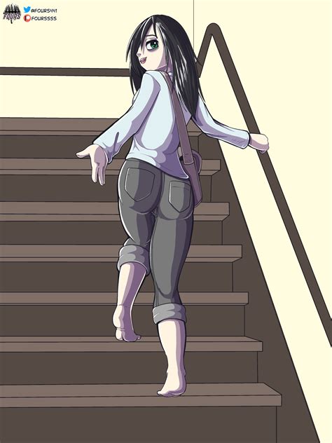 Safebooru 1girl Ass Ass Focus Bag Bags Under Eyes Barefoot Black Hair