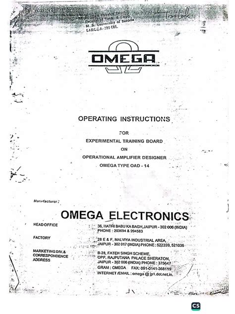 Omega Electronics Pdf