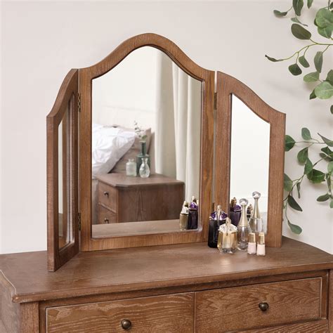 Dark Wood Triple Dressing Table Mirror Ashwell Range Windsor Browne
