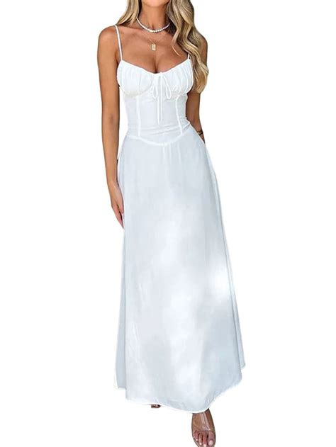 Boho Flowy Slit Lace Up Dresses For Women Going Out A Line Casual