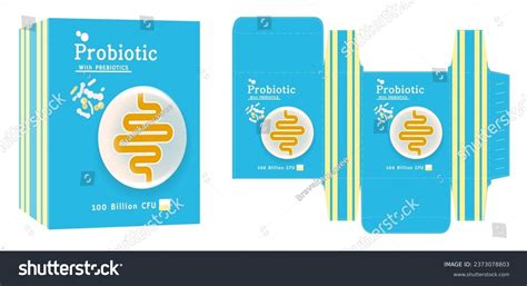 Packaging Design Dietary Supplement Container Probiotic เวกเตอร์สต็อก ปลอดค่าลิขสิทธิ์
