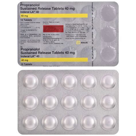 Propranolol Tablets 40 Mg At Best Price In India