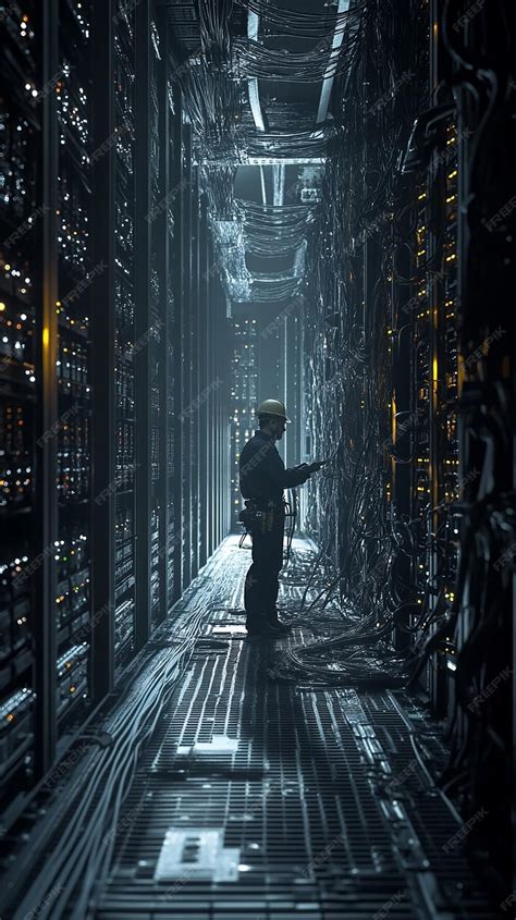 Quotelectrician Working In Massive Data Center Surrounded By