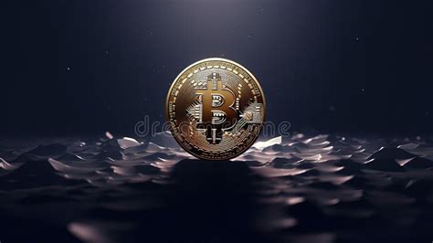 Single Floating Bitcoin Coin Dark Void Cryptocurrency Digital Asset