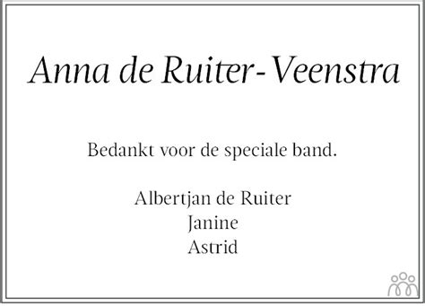 Anna De Ruiter Veenstra 25 02 2021 Overlijdensbericht En Condoleances
