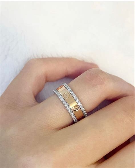 Cartier Love Ring And Diamond Band Stack Luxury Gold And Platinum