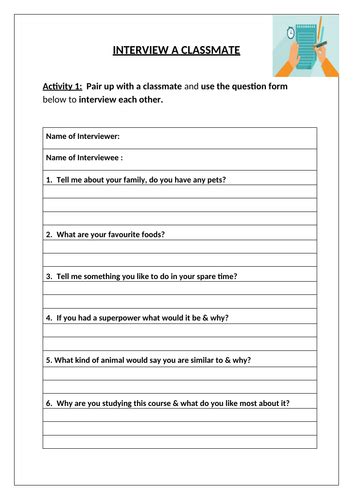 Job Interview Questions Worksheet Think “factors” To Find