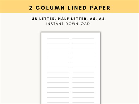 Printable Two Column Lined Paper Lined Paper Printable