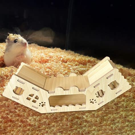 Wood Hamster Burrow Tunnel House Climbing Ramp Versatile For Small Pets