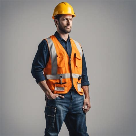 Premium Photo A Construction Worker Pose 1st April May Day Picture