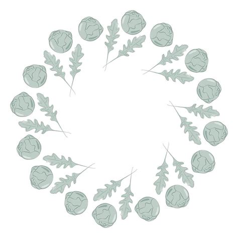 Brussels Sprouts Heads And Arugula Leaves Circle Frame Border Healthy