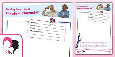 Free Linking Generations Create A Character Activity Sheet
