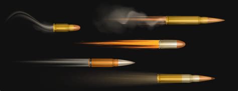 Flying Bullet Traces Realistic Pistol Projectiles Vector Image