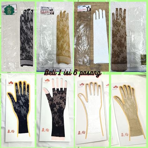 Jual BELI 1 ISI 6 Sarung Tangan Brukat Panjang Wanita Laced Gloves Santosa Makmur GROSIR ...