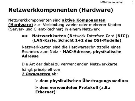 Hwkomponenten Netzwerkkomponenten Hardware Netzwerkkomponenten Sind Aktive Komponenten Hardware