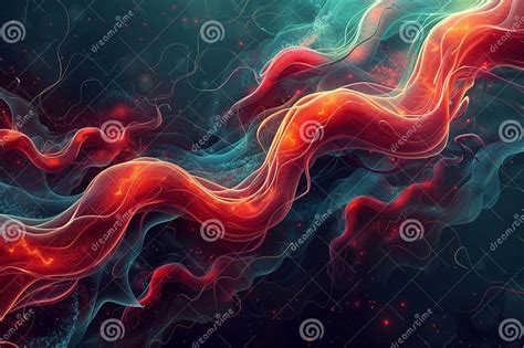Vivid Red Neural Network Flowing Through An Abstract Blue And Green