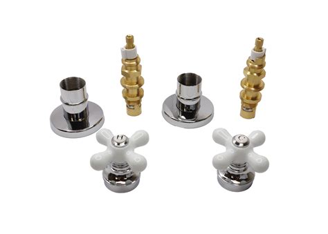 Chrome Plated 2 Handle Rebuild Kit With Porcelain Cross Handles For