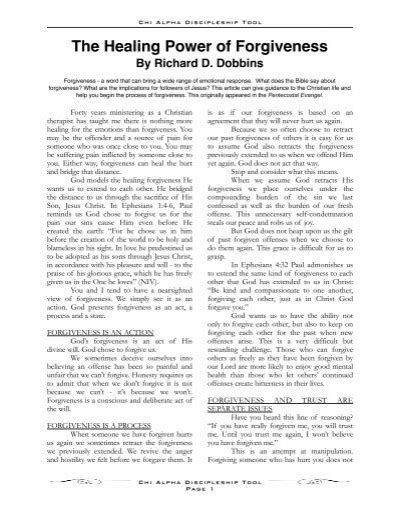 The Healing Power Of Forgiveness Chi Alpha Uva